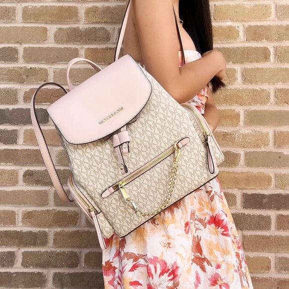 Michael Kors | Bags | Michael Kors Medium Backpack Vanilla Mk Signature ...